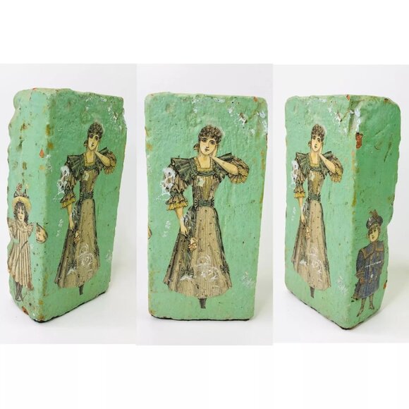 Art | Vintage Unique 3 Angles Victorian Lady 2 Children Art Piece On A ...